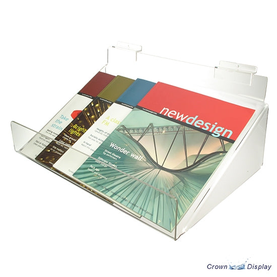 320mm deep acrylic Sloping Shelf with 75mm Upstand – Crown Display UK